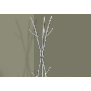 Monarch Specialties I 2061 Coat Rack, Hall Tree, Free Standing, 11 Hooks, Entryway, 74" H, Bedroom, Metal, Grey, Contemporary, Modern