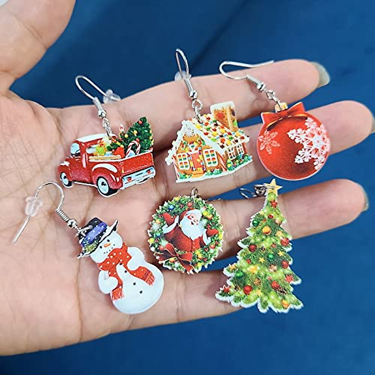 Christmas Earrings for Women,Snowman Earrings Xmas Snowman Drop Dangle Earrings Acrylic Truck Tree Garland Red Green Earrings Festive Gifts Holiday Accessory (Snowman)