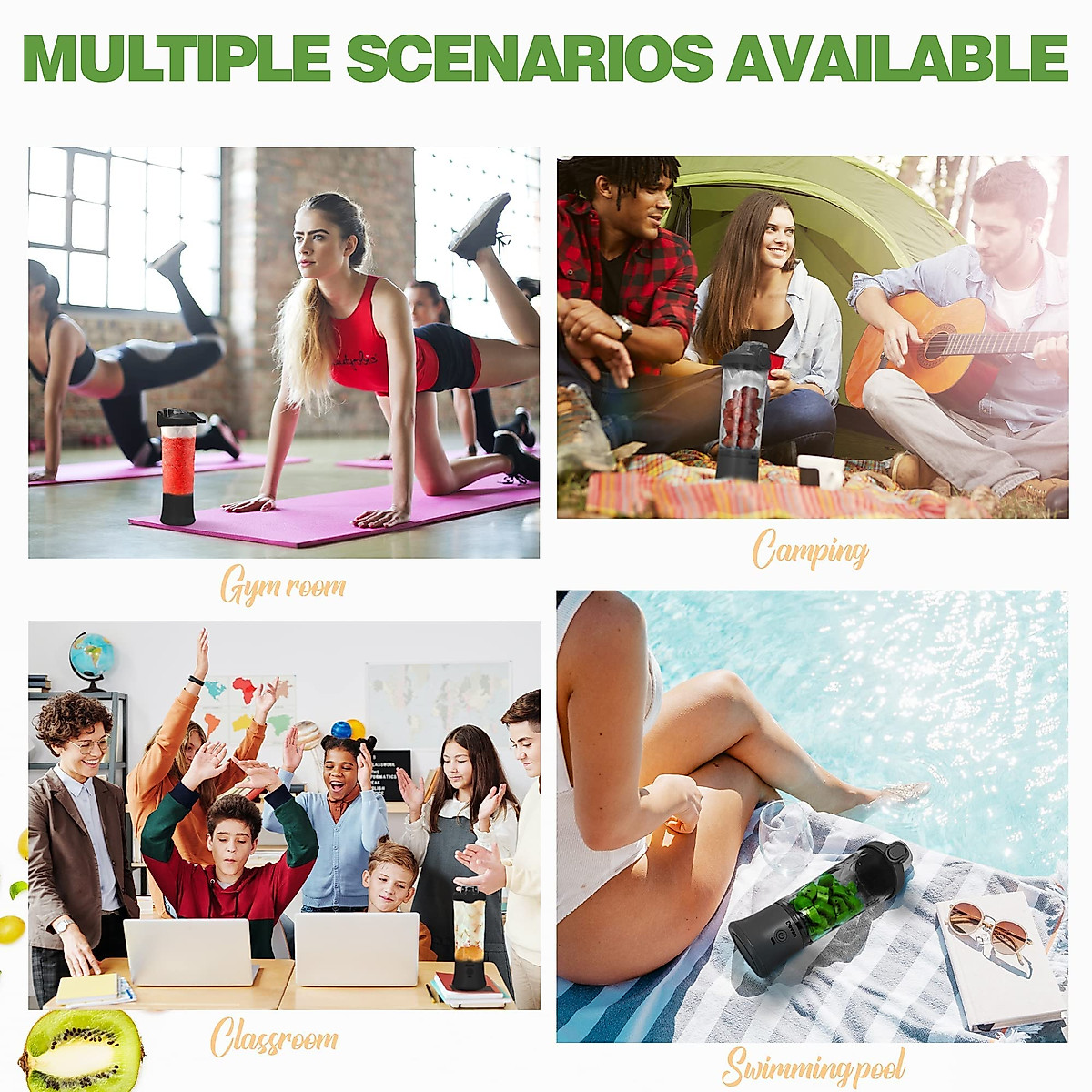 2 Pack Portable Blender,270 Watt for Shakes and Smoothies Waterproof Blender USB Rechargeable with 20 oz BPA Free Blender Cups with Travel Lid.