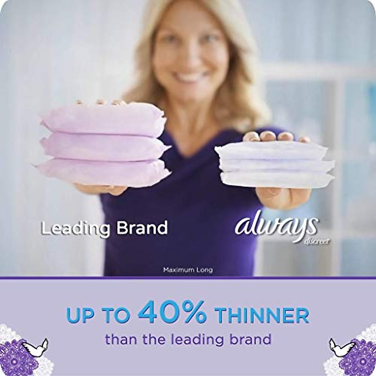 Always Discreet Incontinence Pads, Moderate, Regular Length, 66 Count - 2 Pack (Includes 132 Pads Total.)