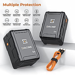 ZGCINE ZG-S95 V Mount V-Lock Battery 6400mAh(95Wh/14.8V) with D-TAP,USB-C,BP Input & Output, Mini Power Bank for Cameras, Camcorders, LED Lights, Monitors and Smartphone