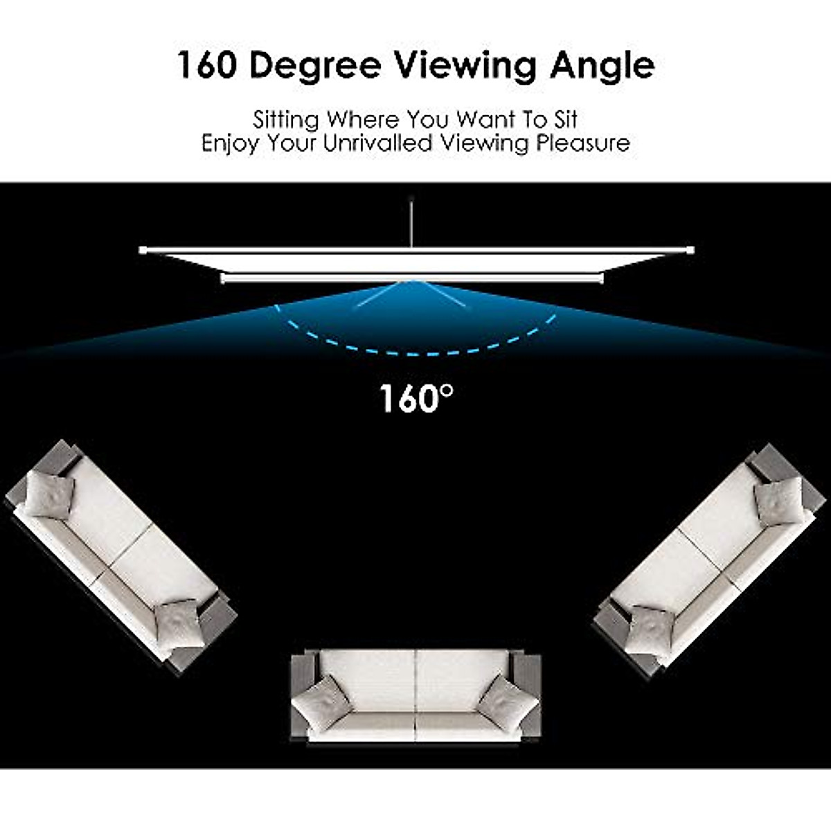 Projector Screen with Stand, ELEPHAS M100S 100 Inch 4: 3 4K HD Projection Movie Screen with Tripod Stand for Home Theater, Indoor Outdoor Pull Down 1.Gain Wrinkle-Free, 160° Viewing Angle