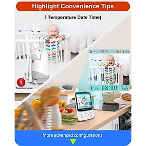 HelloBaby Monitor with 29Hour Battery Life and 4" IPS Screen, No WiFi, Video Baby Monitor with Camera and Audio 1000ft Long Rang Auto Night Vision 2 Way Audio Temperature VOX Mode for Baby Pet Eldly