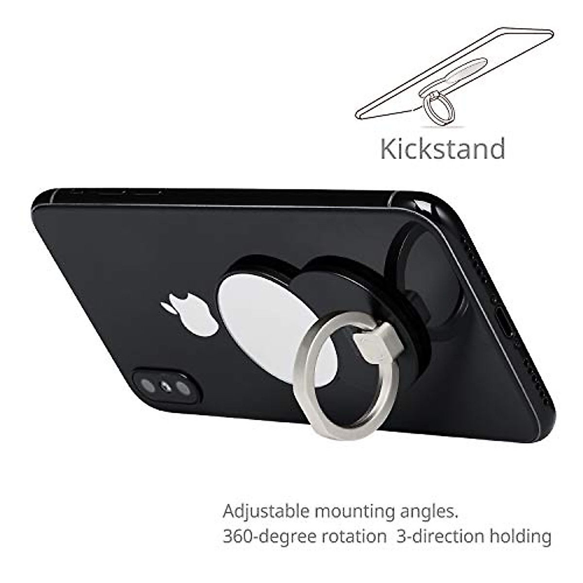 Bunker Ring Mirror - Universal Cell Phone Stand and Finger Ring Holder (Champagne Gold + Hook)