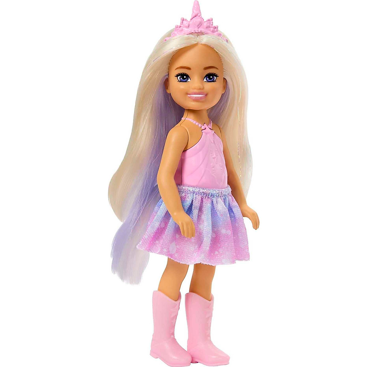 Barbie Unicorn-Inspired Chelsea Doll with Lavender Hair, Unicorn Toys, Horn Headband and Detachable Tail