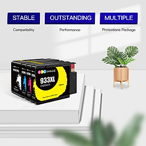 GPC Image Compatible Ink Cartridge Replacement for HP 932XL 933XL 932 933 XL Compatible with Officejet 7110 6600 6700 6100 7612 7610 Printer Tray (Black,Cyan,Magenta,Yellow)
