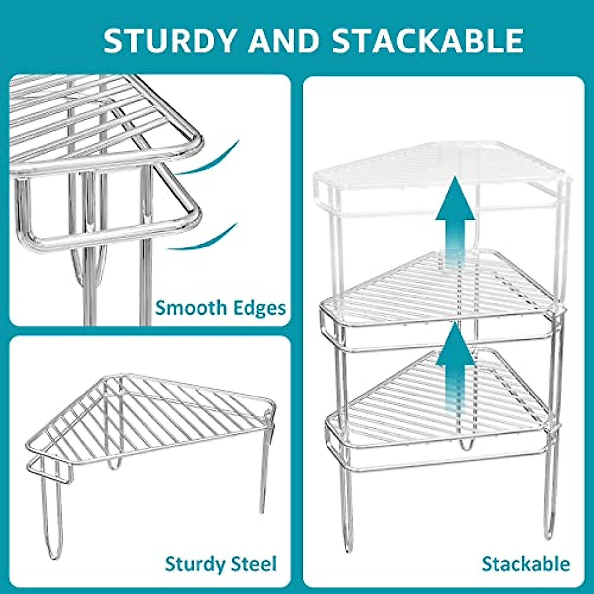 Joy Aid 2-Tier Kitchen Corner Shelf Rack for Dishes, Cookware, Appliance, Tools and More, Organization Shelf for Kitchen, Bathroom, Garage and Tool Shed, 304 Stainless Steel