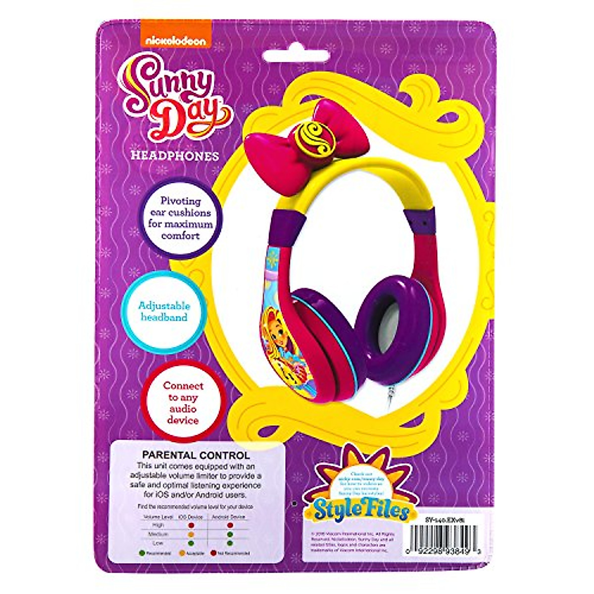 Sunny Day Headphones for Kids with Built in Volume Limiting Feature for Kid Friendly Safe Listening
