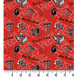 SYKEL ENTERPRISES Texas TECH University Cotton Fabric with New Tone ON Tone Design Newest Pattern