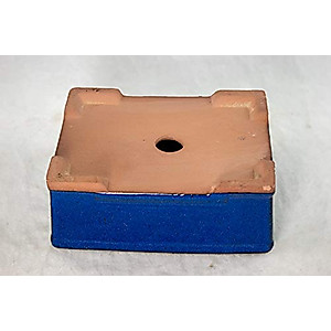 Rectangular Shohin Bonsai/Cactus & Succulent Pot + Mesh 6.25"x 4.75"x 2.5" Dark Blue