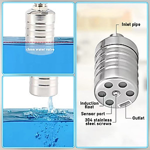 2Pcs 304 Stainless Steel Fully Automatic Water Level Control Float Valve, 1/2" Auto Shut Off Ball Mini Float Valve, Automatic Water Level Controller for Water Tank (#D 1/2 ''（Side water intake）)