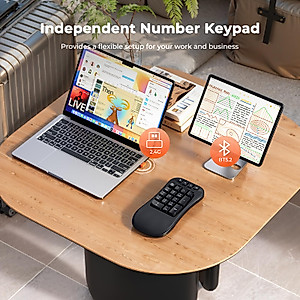 Meetion Master Wave Keys Ergonomic Wireless Keyboard, 2.4G Wireless/Bluetooth Split Keyboard with Wrist Rest, Separate Mini Numeric Keypad for Financial Accounting, for Mac/Windows/Laptop/PC/Tablet ﻿