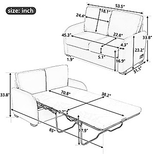 Merax Pull Out Sleeper Sofa Bed with Twin Size Pad, USB Charging Port and 3-pin Plug for Small Apartment, Living Room Love Seats, Beige_w/Mattress