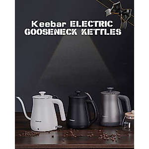 Electric Kettle, 100% Stainless Steel BPA-Free Electric Tea Kettle, Gooseneck Kettle, Electric Teapot with Auto Shut-Off Protection,1000 Watt Quick Heating, Keebar, Black, XH-W081-B