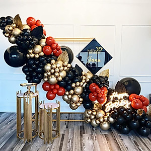 COKAOBE Red Black and Gold Balloons Garland Kit, 124pcs Red Black Metallic Gold Confetti Balloon Arch Kit for Wedding, Birthday Graduation Baby Shower Celebrations Anniversary Party Decorations