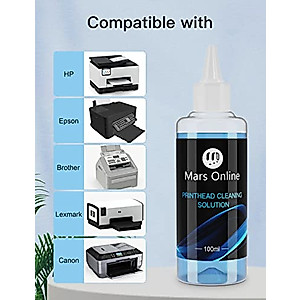 Mars Online Printhead Cleaning Kit Inkjet Printer Head Cleaner Compatible for HP/Epson/Brother/Canon 8600 8610 8035 8710 6700 6900 / Epson 1430 2720 et-2720 et-2750, 100ML, Kit 1
