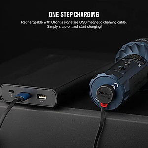 OLIGHT Marauder Mini 7,000 Lumens Bright Flashlight with 600 Meters Beam Distance, Powerful RGB Flashights, Magnetic Rechargeable Lights for Outdoors Work, Hunting, and Searching (Midnight Blue)