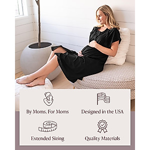 Kindred Bravely Labor and Delivery Gown | 3 In 1 Postpartum Nursing Hospital Gown (Black, S/M/L)