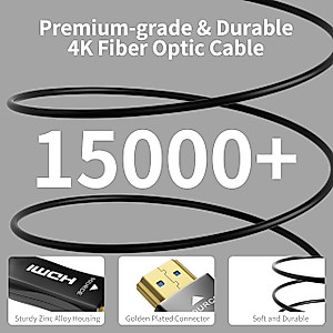 MavisLink 4K Fiber Optic HDMI Cable 50ft, High Speed HDMI 2.0 Cable, 18Gbps, Supports HDR, ARC, Directional Fiber HDMI Cord, Compatible with PS5/Blu-ray/TV Box/HDTV/Projector