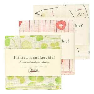 Nawrap Printed Handkerchief Set of 3, Animal, Poppy & Clover