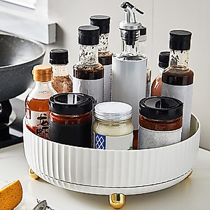 360° Rotating Lazy Susan, Makeup Organizer,Turntable Organizer for Cabinet, Rotating Storage Tray Round Turntable Storage Tray for Vanity Bathroom Kitchen Organized, Cosmetics, Condiment White L