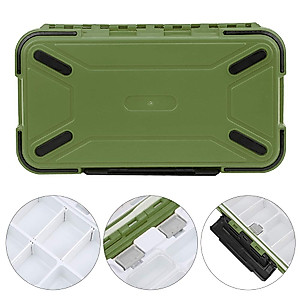 BORDSTRACT Fishing Tackle Box, Waterproof Plastic Fishing Accessory Storage Organizer, Small Tackle Container for Lures, Jigs, Hooks, Sinkers(Green)