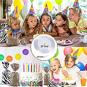 100 Pieces Leopard and Zebra Print Cellophane Bags Animal Print Party Supplies Bags Sealable Treat Bags with a Roll of White Ribbon for Chocolate Candy Snacks Cookies Zoo or Jungle Party