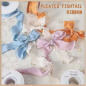 Ornales Chiffon Ribbon 1-1/2"x 10yd Cotton Texture Lotus Leaf Edge for Gift Wrapping Baking Decor Party Decor Rustic Wedding Invitation Bows Florist Bouquet Supplies (Basic)