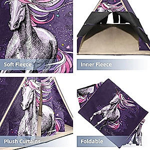Y-DSIWX Guinea Pig Hideout Cozy Hamster House Cave for Bunny Chinchilla Hedgehog Small Animal Magical Mordern Unicorn Horse