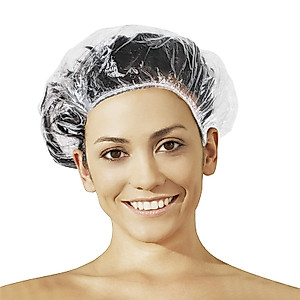 YEEPSYS Disposable Shower Cap, Waterproof Clear Bath Caps, Hotel Travel Spa Salon Bathing Hair Cap for Women, Men, Boys, Girls