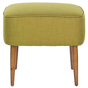 Safavieh Mercer Collection Clara Mid-Century Modern Green Retro Linen Ottoman