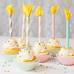 Outside the Box Papers Gold and Pink Stripe and Chevron Paper Straws 7.75 Inches 100 Pack Gold, Pink, White