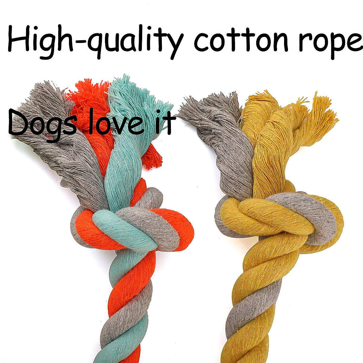 LUCKITTY 2 Pack 15.7 Inch Dog Rope Toys for Large Aggressive Chewers, Heavy Duty Dog Rope Toy, Indestructible Dog Chew Toys, Teeth Cleaning, Yellow Orange