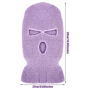 Blulu 4 Pieces Warm Full Face Cover Ski Winter Mask Balaclava Knit Full Face Mask for Men Women Outdoor Sports(Pink, Light Blue, Light Purple, Rose Red)