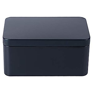 DOITOOL Metal Container Rectangular Tin Box with Lids, Portable Tea Storage for Tea, Candy, Candle, Jewelry - Black (13x8x6cm) Small Tin Box