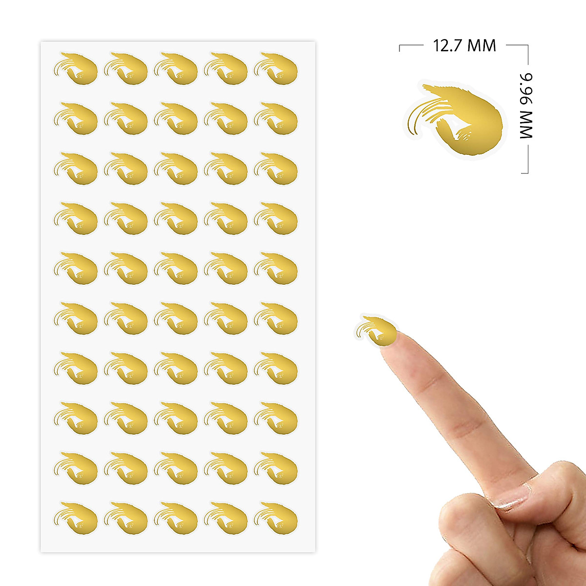 ARK Creation 50 Wedding Meal Stickers for Place Cards - Place Card Menu Choices - Wedding Meal Choice Stickers (Gold, Shrimp)