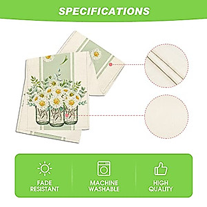 Artoid Mode Eucalyptus Leaves Daisy Vase Table Runner, Spring Easter Summer Seasonal Holiday Kitchen Dining Table Decoration for Indoor Outdoor Home Party Decor 13 x 72 Inch
