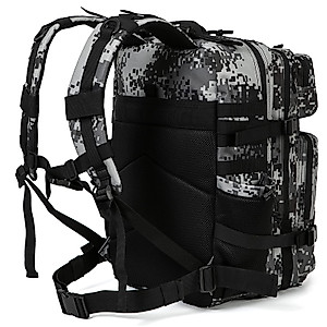 QT&QY Military Tactical Backpacks For Men Army Molle Daypack 45L Large 3 Day Bug Out Bag Gym Rucksack With Bottle Holder Black Camo