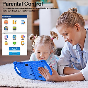 RliyOliy Kids Tablet, 7 inch Android 12 Tablet for Kids, 3GB RAM 32GB ROM Toddler Tablet with Bluetooth, WiFi, GMS, Parental Control, Dual Camera, Educational, Games(Dark Blue)