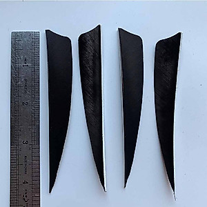 ONTFIHS 100pcs Shield Feather Fletching 4 Inch Real Turkey for Archery Hunting Target Shooting Arrows Right Wing (Black)