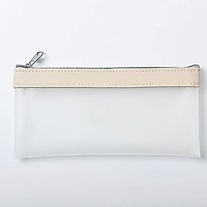 Pencil Case Set, Clear Pencil Pouches, Zipper Pen Case Bag, Pencil Storage Pouch, Makeup Bag for Women, Portable Office Stationery Pouch for Students Adults,Creamy-White