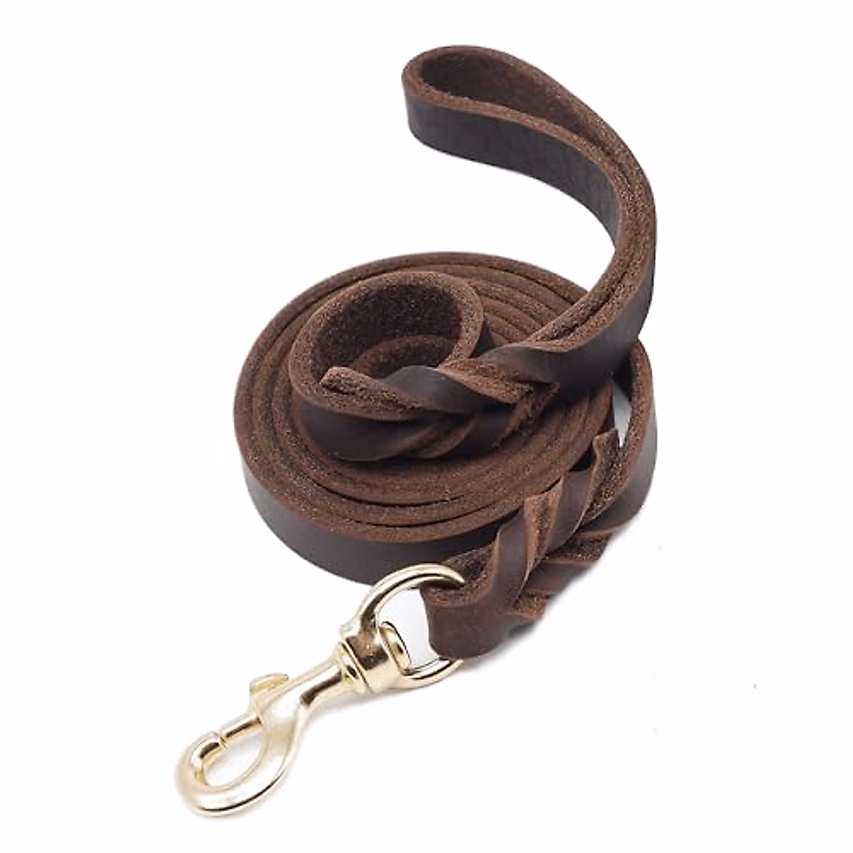 SFTORMAS Leather Dog Leash 6ftx3/4inch,Braided Leather Leash for Dogs,Soft Leather Training Dog Leash,Strong Leather Leash for Small Medium Large Breed Dogs,Brown