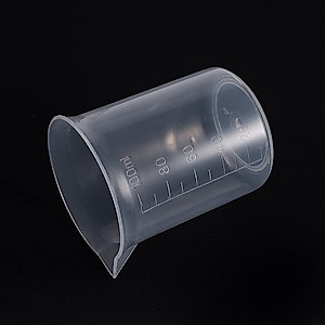 Bettomshin 10Pcs 100ml PP Plastic Measuring Low Form Beaker, Graduated Beakers Multipurpose Mixing Cups Transparent for Lab Kitchen Liquids
