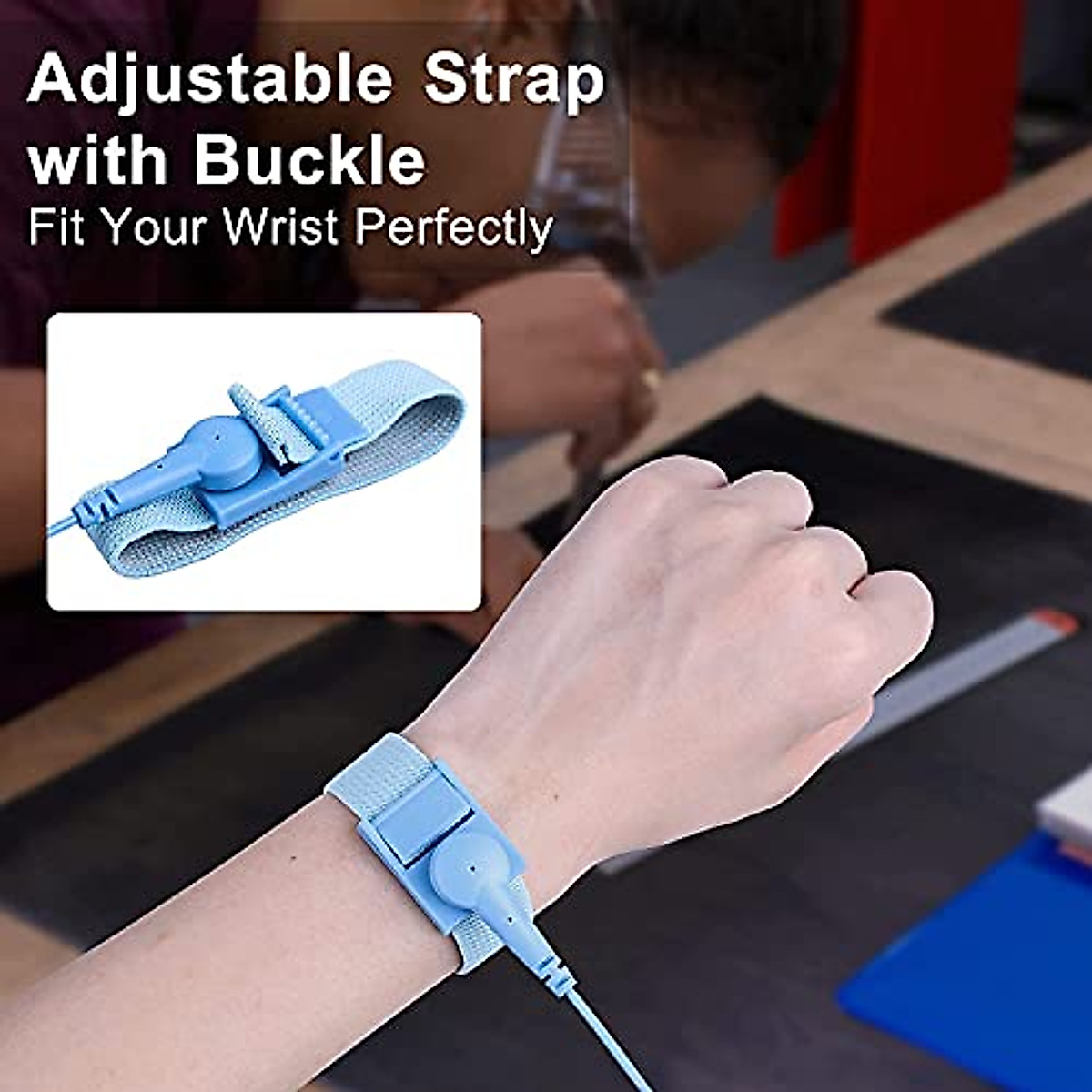 IUZIT Grounding Outlet Plug with Anti-static Wrist Strap and Grounding Wire, ESD Safe for Computer,PC Building, Electronics Repair