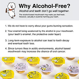 BT21 Hoo Mouthwash, Single Size Mouthwash for Fresh Breath on The go. Airline Friendly Liquid Travel Portable Oral Care Mouthwash, Alcohol Free for Work Smokers, 8 Cups/Set, Autograph Included