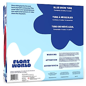 Float World Heavy Duty Snow Tube for Adults - Large 48 In Extra Durable Snow Tubing Winter Toy for Ski Mountains - Thick Vinyl Cover for Non-Pop Non-Stop Sledding (Blue)