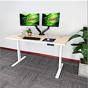 VWINDESK VJ201-S3 Electric Height Adjustable Sitting Standing Desk Frame Only/Sit Stand - Dual Motors 3 Segment Motorized Desk Base Only,White