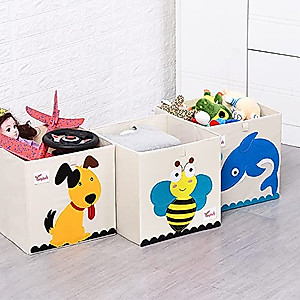 SITAKE 2 Pcs Foldable Animal Toy Storage Box/Bin/Cube, Collapsible Storage Organizer Chest Basket Container for Kids, Toddlers, Boys and Girls(13 x 13 x 13 Inch, Tiger & Koala)