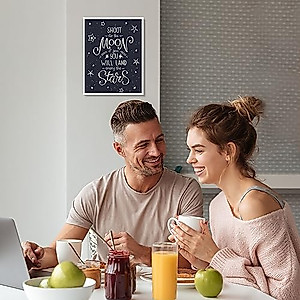 Shoot for the Moon - Inspirational Quotes Wall Art, Is A Perfect Starry Night Typographic Wall Decorations For Home, Office & Nursery Wall Decor. Great Motivational Gift! Unframed-8 x 10"