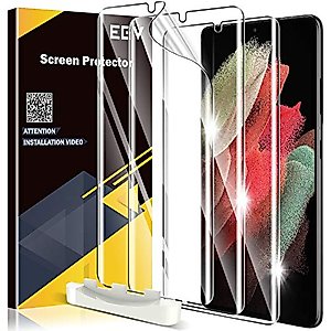 EGV [3 Pack] Compatible for Samsung Galaxy S21 Ultra 6.8-inch, [Not Glass] Flexible Screen protector [Support Fingerprint Unlock] Bubble Free [Easy Installation Tool]